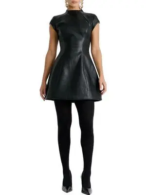 Bardot Delphi Faux Leather Minidress - Black