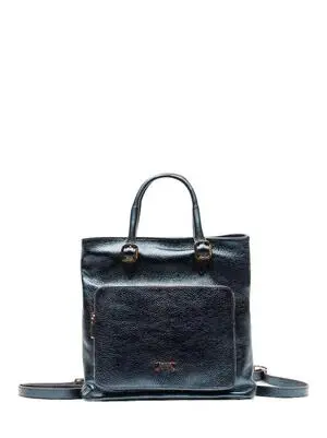 FRANCES VALENTINE Carin Leather Convertible Tote Navy
