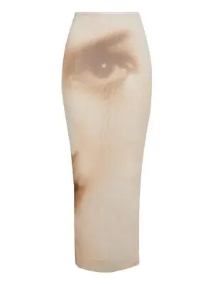 JEAN PAUL GAULTIER Face Print Mesh Skirt