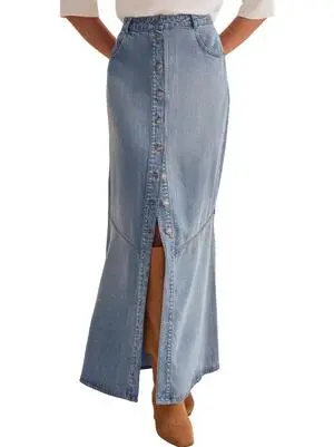 Splendid Lounge Denim Maxi Skirt - Indigo Blue