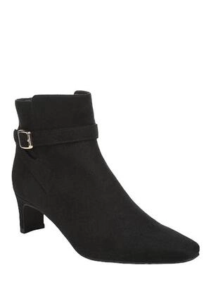 LIFESTRIDE Fawn Bootie With Buckled Ankle Strap - Black Microsuede