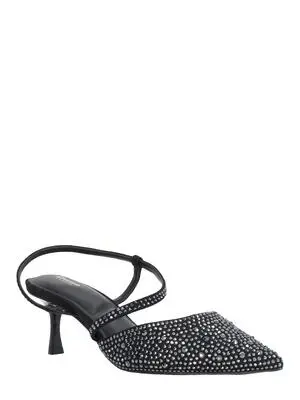 Dune London Charmed Embellished Pointed Toe Slingback Pumps - Black