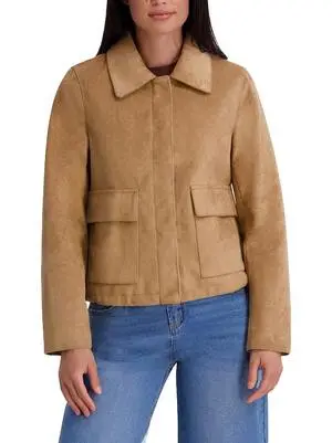 KENNETH COLE Faux Suede Jacket - Camel