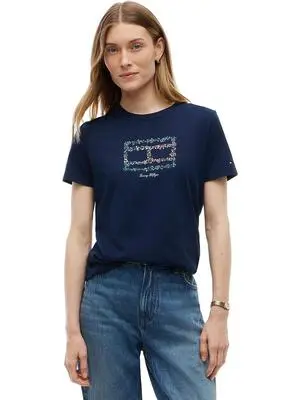 Tommy Hilfiger Relaxed Fit Floral Flag Logo T-shirt - Dark Blue
