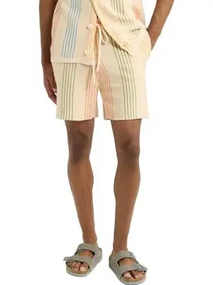 MAVRANS Sliced Knit Drawstring Shorts - Beige