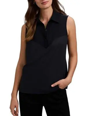 Foxcroft Chelsea Layered Sleeveless Tank Top - Black
