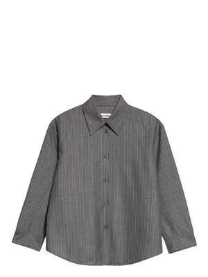 JIL SANDER Pinstriped Wool Cropped Boxy Shirt - Koala