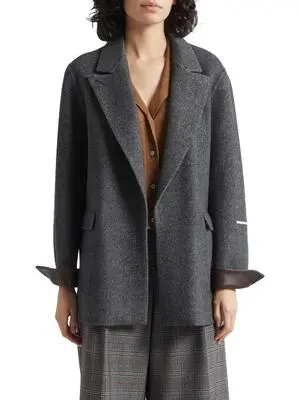 Marella Wool Jacket With Leather Cuffs - Dark Grey