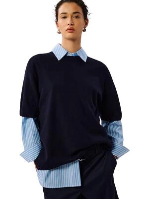 Whistles Fine Knit T-shirt - Navy