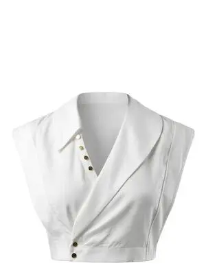 TEQUMAH Laia Asymmetric Lotus-Stem Wrap Top