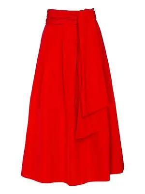 THE EXTREME COLLECTION Midi Skirt With Waist Tie - Red