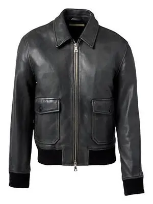 Allen Edmonds Officine Générale Cesario Lamb Leather Bomber Jacket - Black