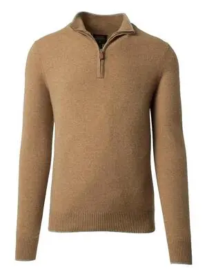 Allen Edmonds Cashmere Quarter-zip Sweater - Camel