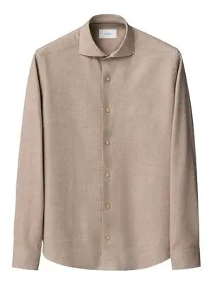 Allen Edmonds Eaton Eton Solid Flannel Shirt - Tan
