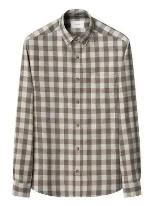 Allen Edmonds Eaton Eton Block Check Flannel Shirt - Tan