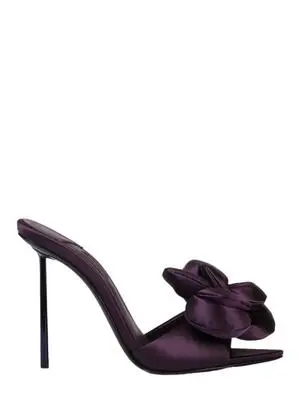 LE SILLA Bella Rose-detail Satin Stiletto Sandals - Purple