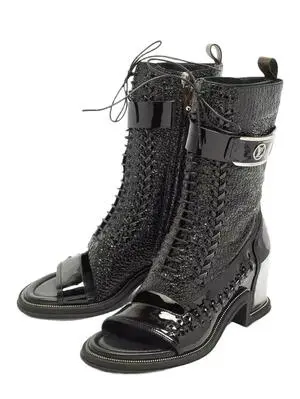 LOUIS VUITTON Moonlight Open-toe Lace-up Ankle Boots - Black