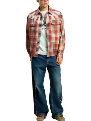 Palm Angels Check-print Logo-print Shirt Jacket - Red