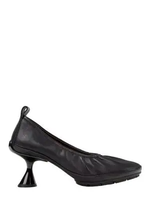 CAMPER Camper Black Leather Ruched Pumps With Sculptural Heel