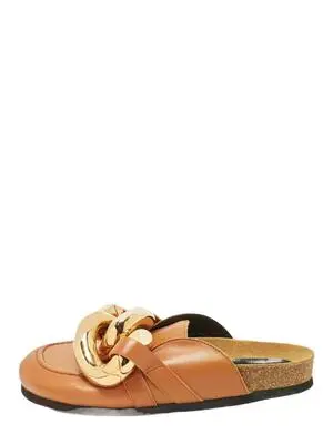 JW Anderson Chain Link Leather Mules - Brown
