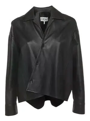 Loewe Asymmetric Hem Leather Jacket - Black