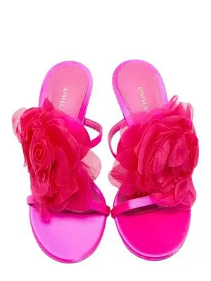LE SILLA Rose Appliqué High Heel Sandals - Pink