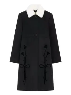 VALENTINO Embroidered Compact Drap Coat