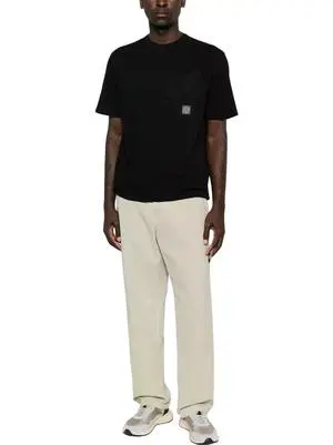 Stone Island Logo-patch Chest-pocket T-shirt - Black