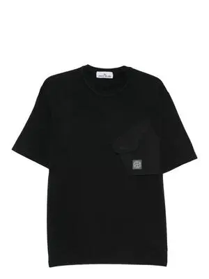 Stone Island Logo-patch Chest-pocket T-shirt - Black