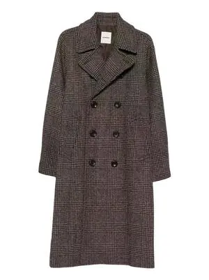SANDRO Checked Double-breasted Coat