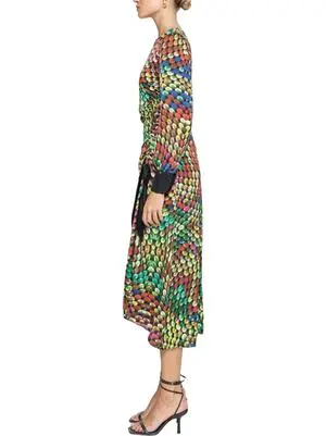 NISSA Nissa Bow-Detail Satin Midi Dress