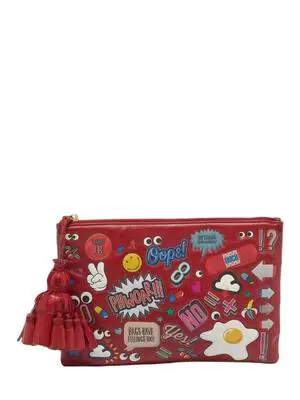 ANYA HINDMARCH Georgiana Sticker-print Clutch Bag