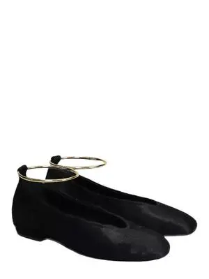 CHANTAL Gold-tone Anklet-strap Ballet Flats - Black