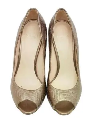 Versace Versace Peep-Toe Pumps With Gold-Tone Greca-Pattern Detailing Gold