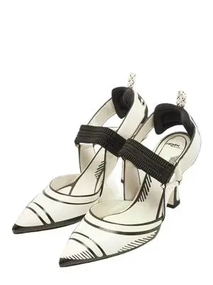 Fendi Fendi Colibri Graphic Print Slingback Pumps White