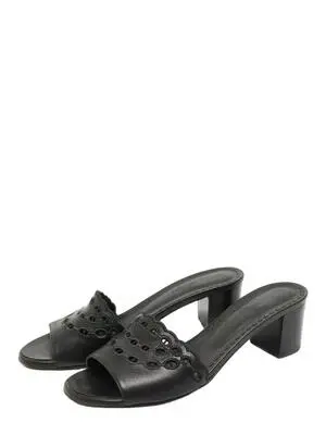 Hermès Leather Heeled Sandals - Black