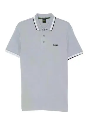 BOSS Paddy Logo-embroidered Tipped Polo Shirt - Grey