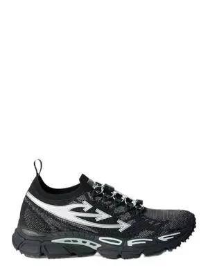 Off-White Knit Sneakers With Signature Arrows Motif - Grey
