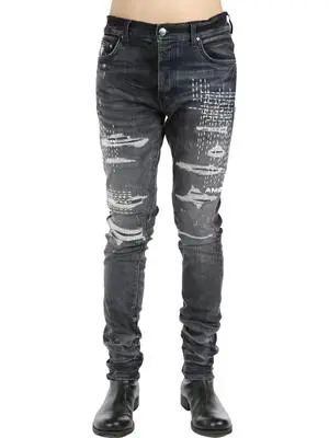 Amiri Boro Repair Skinny Jeans - Grey