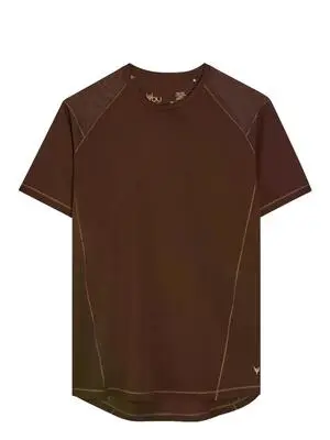 NOW YOU LIVE Waterley Mesh-panel Raglan-sleeve T-shirt - Brown