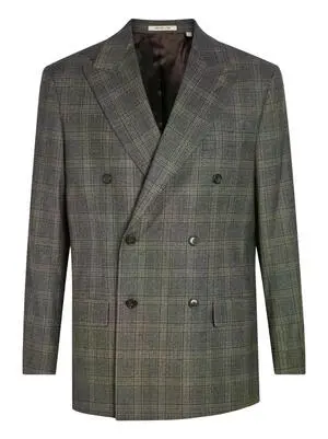 Gant Double-breasted Checked Blazer - Grey
