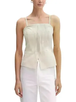 Dkny Square Neck Striped Panel Top - Neutrals