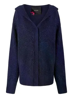 Pinko Rhinestone Embellished Hooded Cardigan - Blue