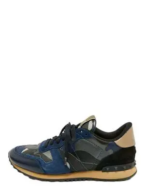 Valentino Garavani Rockrunner Camouflage Leather Sneakers - Blue