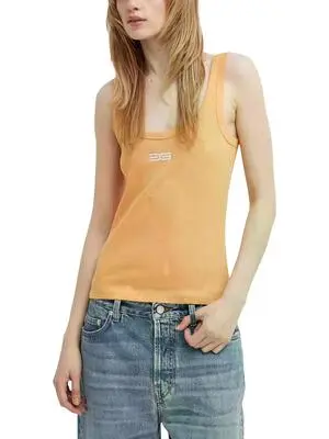 GESTUZ Embroidered Ribbed Tank Top - Orange