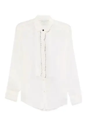 FORTE_FORTE Sheer Ruffle Trim Shirt - White