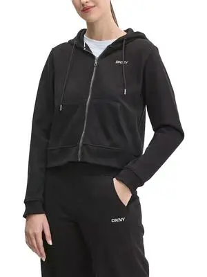 Dkny Embellished Logo Zip Hoodie - Black