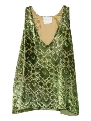 FORTE_FORTE Forte Forte Damask Pattern Velvet V-Neck Sleeveless Top
