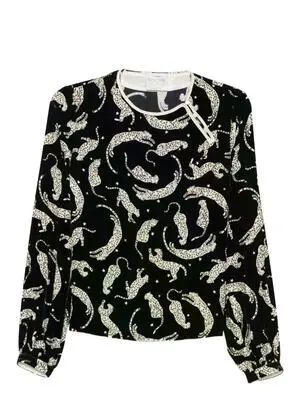 FORTE_FORTE Forte Forte Velvet-Effect Leopard Print Long Sleeve Top