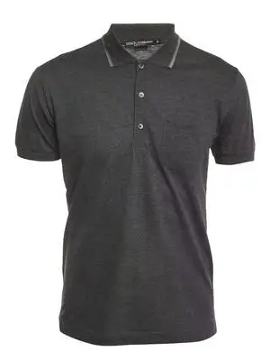 Dolce & Gabbana Pique-knit Polo Shirt - Grey